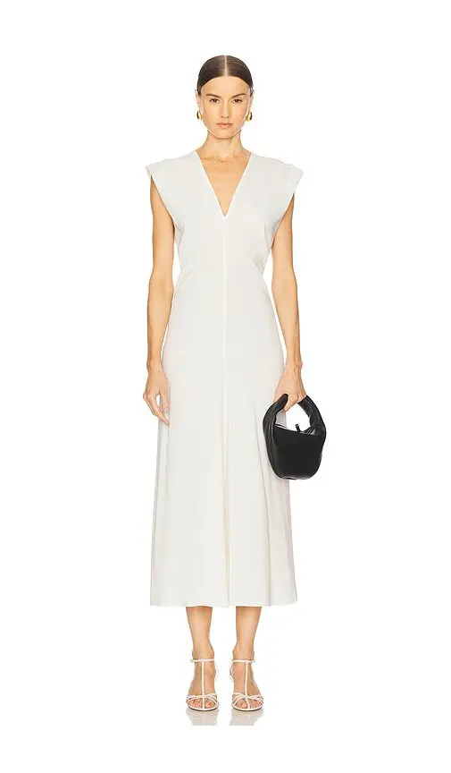 ST. AGNI Plunge Drape Dress In . Also