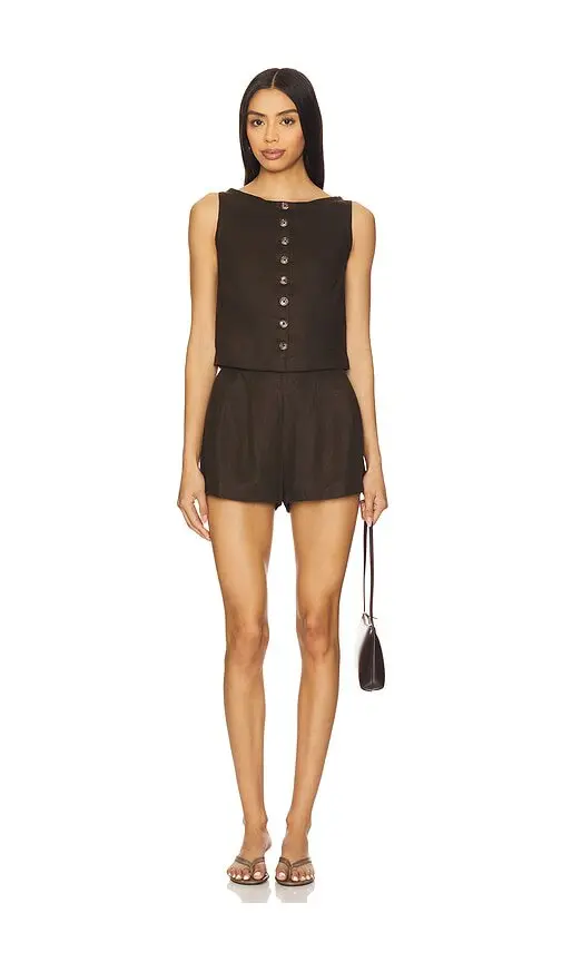 Faithfull The Brand Elia Linen Crop Top