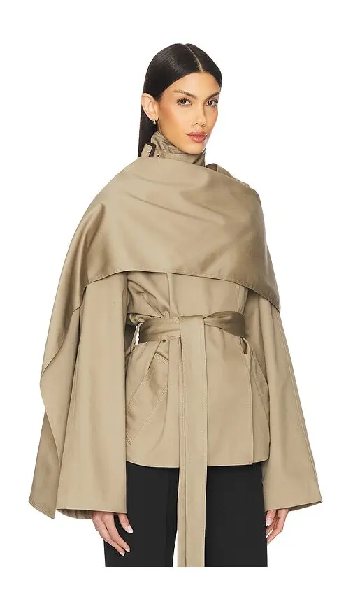 EAVES Yuna Crop Trench Coat - Brown