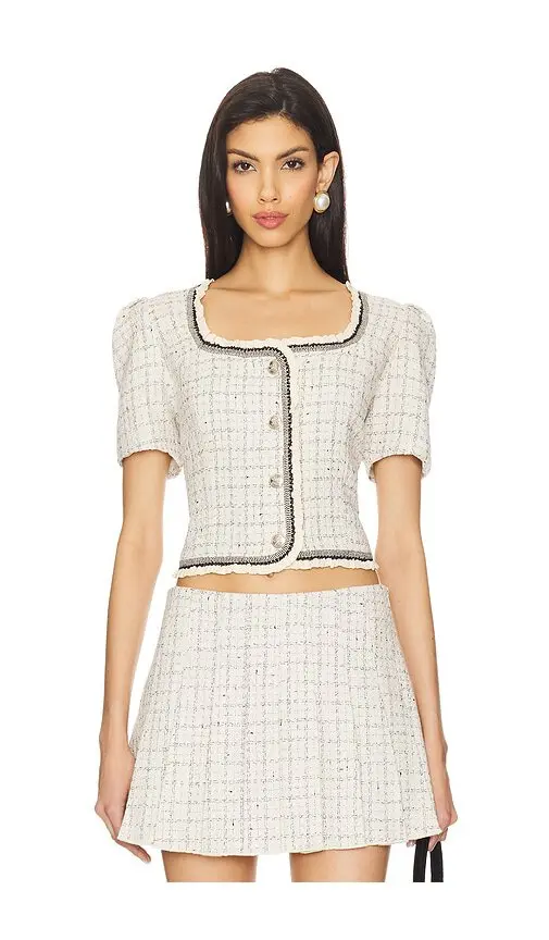 Astr The Label Zoela Cropped Tweed Jacket - Cream