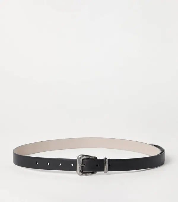 Brunello Cucinelli Vachetta Leather Belt With Embellished Buckle - Black