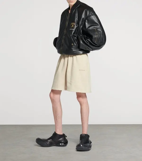 Balenciaga Cotton Logo Wide-leg Shorts