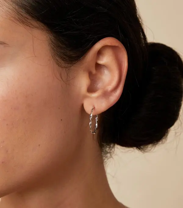 ASTRID & MIYU White Gold Twist Hoop Earrings