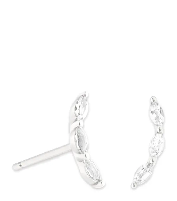 ASTRID & MIYU Marquise Stud Earrings In White Gold And White Topaz - Silver