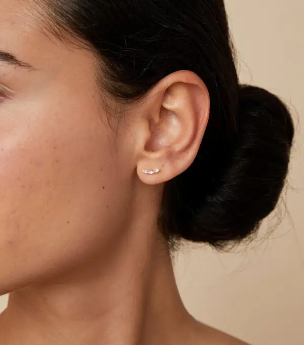 ASTRID & MIYU Marquise Stud Earrings In White Gold And White Topaz