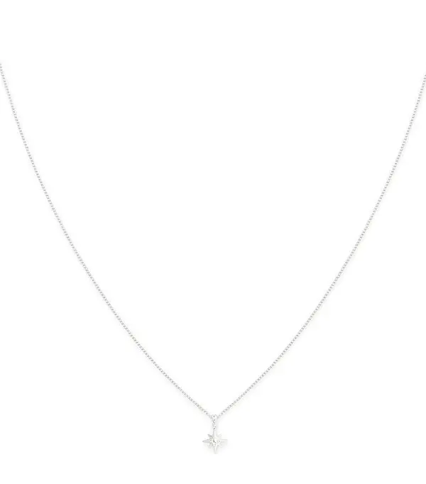 ASTRID & MIYU 14kt White Gold White Topaz Star Necklace - Silver