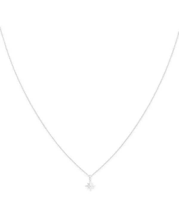 ASTRID & MIYU 14kt White Gold White Topaz Star Necklace - Silver