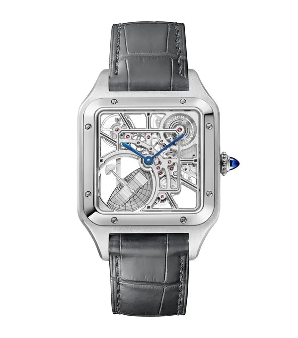 Cartier Stainless Steel Santos-dumont Skeleton Watch - Silver