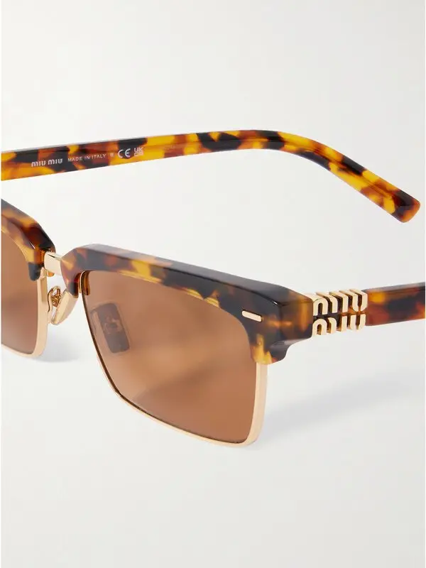Miu Miu Square-frame Acetate And Gold-tone Sunglasses
