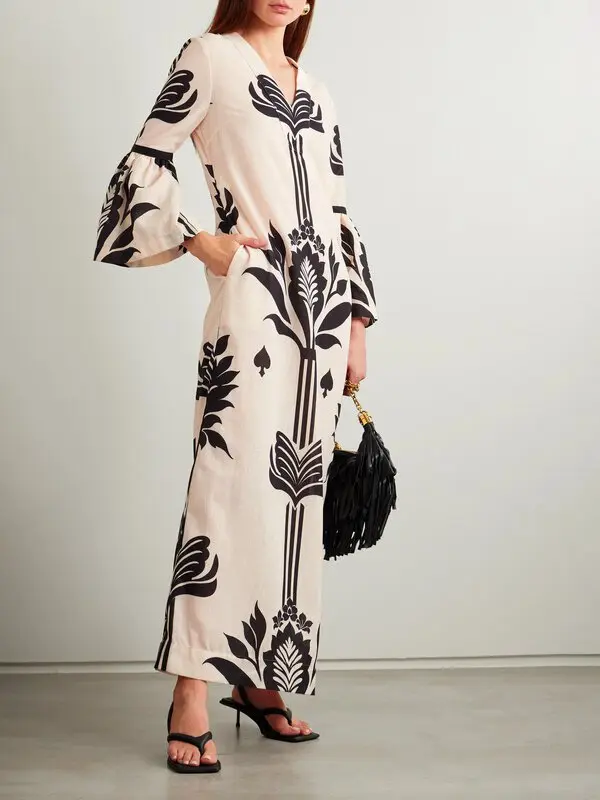 ANDRES OTALORA Rajasthan Printed Linen Maxi Dress
