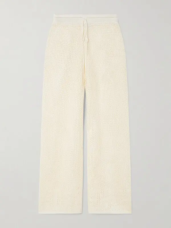 Calle Del Mar Crocheted Wide-leg Trousers - Neutrals
