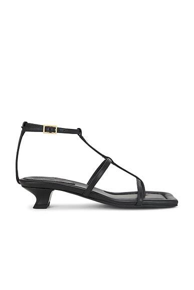 BY MALENE BIRGER Leather Strappy Square Toe Heeled Sandals - Black
