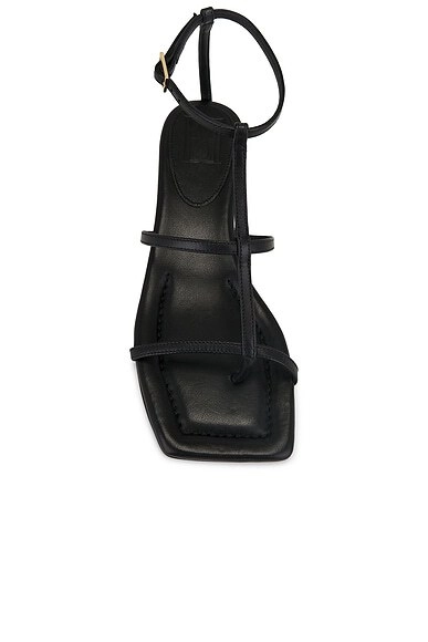 BY MALENE BIRGER Leather Strappy Square Toe Heeled Sandals - Black