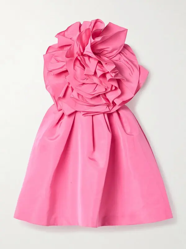 Carolina Herrera Strapless Appliquéd Silk-faille Mini Dress - Pink