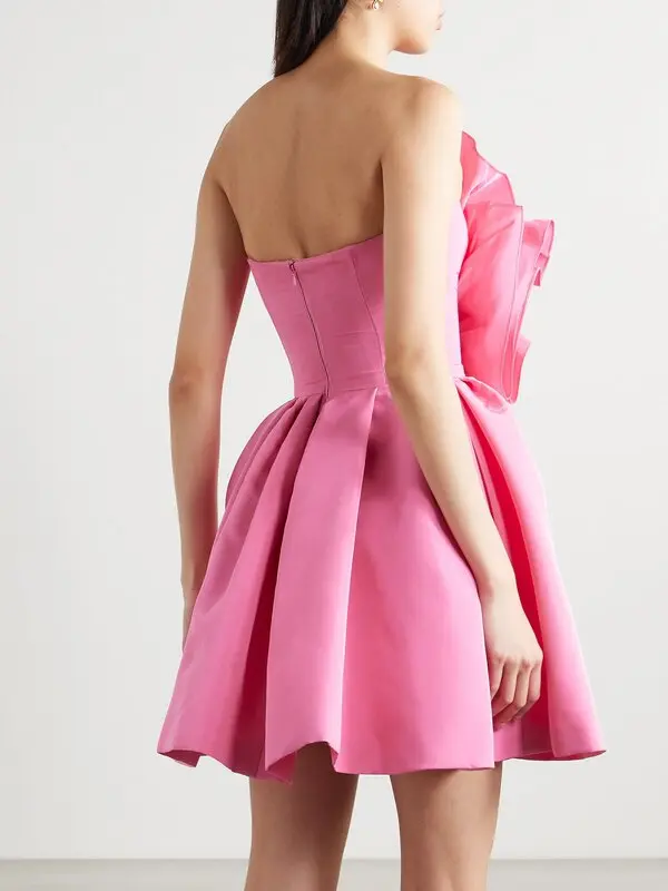 Carolina Herrera Strapless Appliquéd Silk-faille Mini Dress