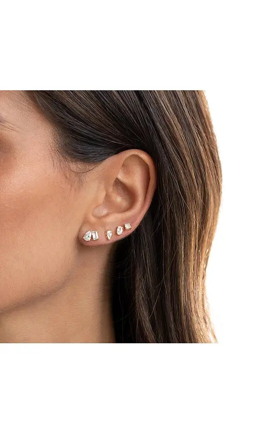 ADINA EDEN Cz Teardrop X Baguette Stud Earrings