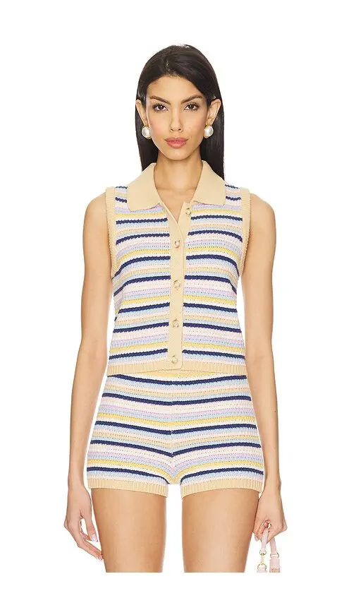 LOVERS AND FRIENDS Donna Crochet Polo Top