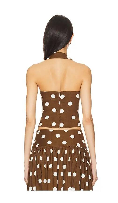 Majorelle Luana Halter Neck Polka Dot Top