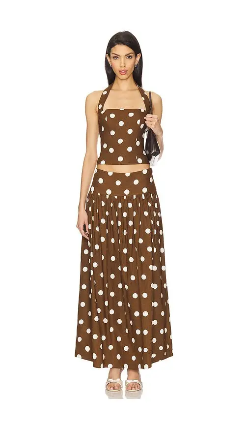 Majorelle Luana Halter Neck Polka Dot Top