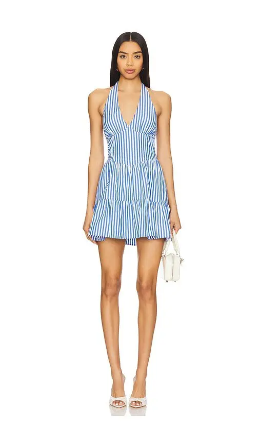 MORE TO COME Davina Halter Mini Dress - Blue