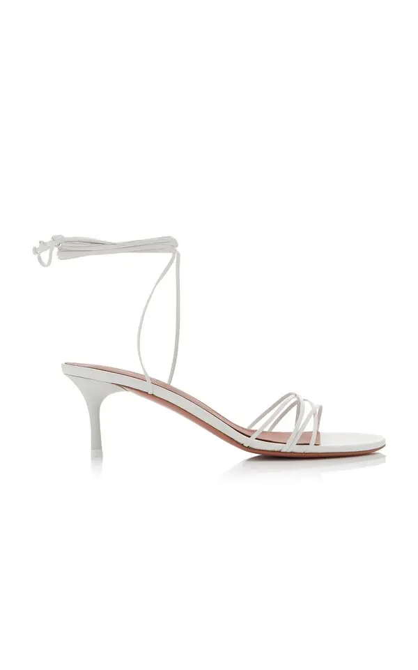 Amina Muaddi Lori Lace-up Leather Sandals - White