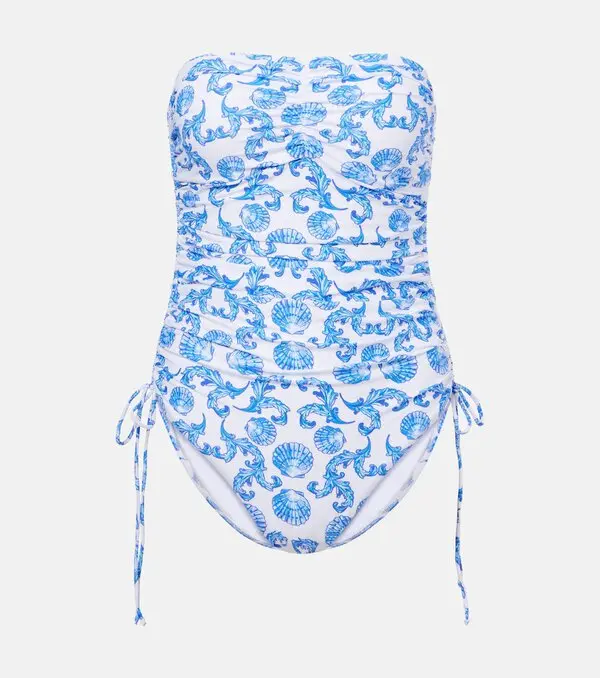 Melissa Odabash Sydney Ruched Printed Swimsuit - Blue