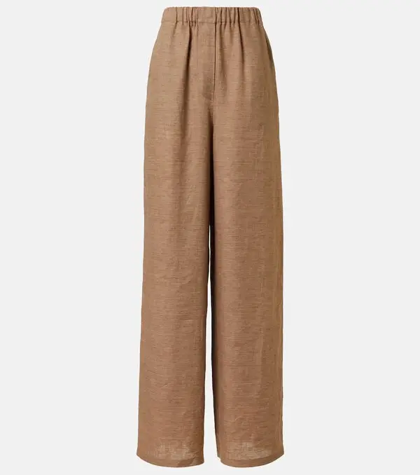 Loro Piana Valerio High-rise Linen Wide-leg Pants - Brown