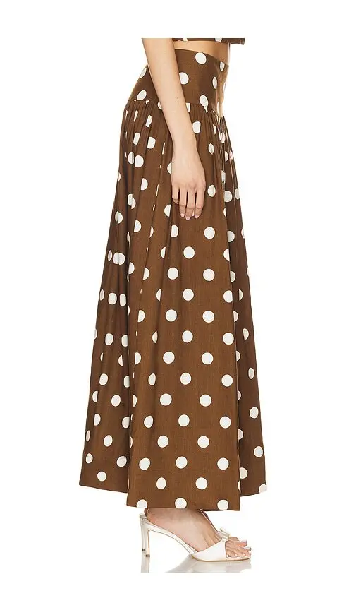 Majorelle Polka Dot Linen Maxi Skirt