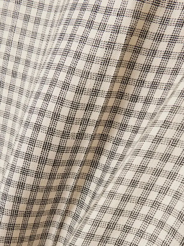 Theory Checked Linen-blend Wide-leg Trousers