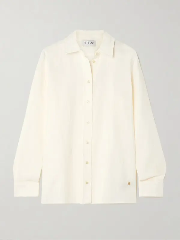 Eterne Constance Embellished Cotton-gauze Shirt - Neutrals