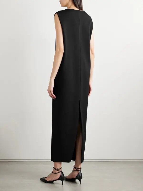 Khaite Crispin Draped Crepe Midi Dress - Black