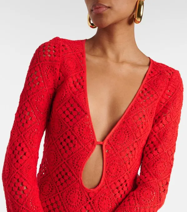 SIR. Rayure Crochet Minidress - Red