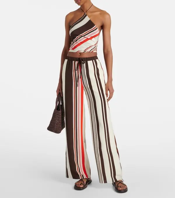 SIR. Thistle Silk Satin Wide-leg Trousers