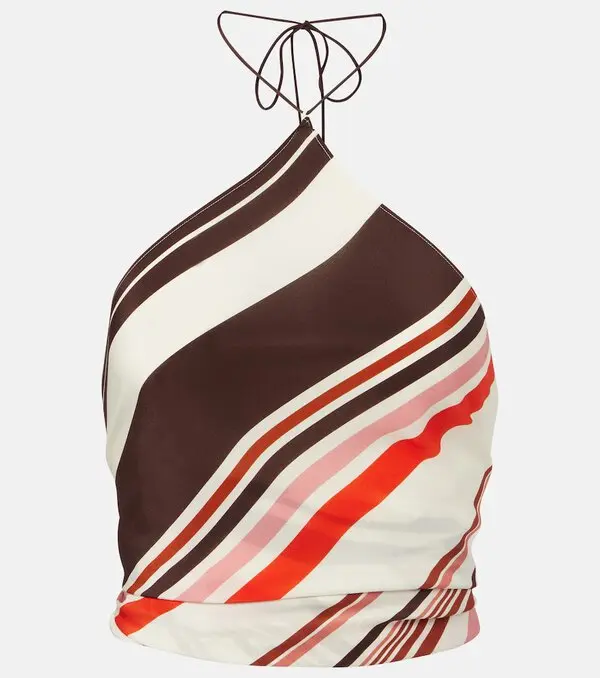 SIR. Thistle Striped Silk Satin Open-back Top - Multicoloured