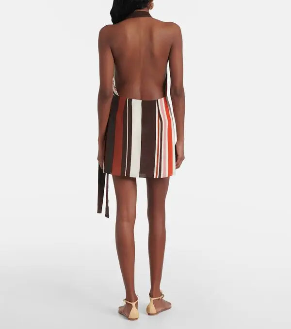 SIR. Thistle Striped Silk Satin Mini Dress