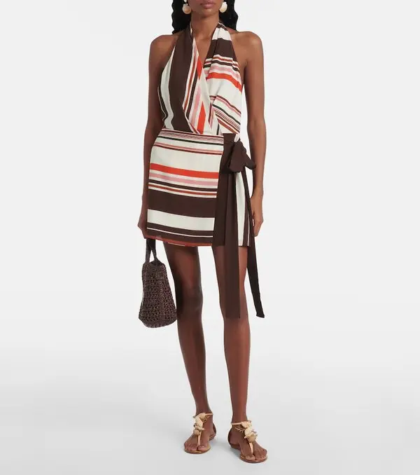 SIR. Thistle Striped Silk Satin Mini Dress