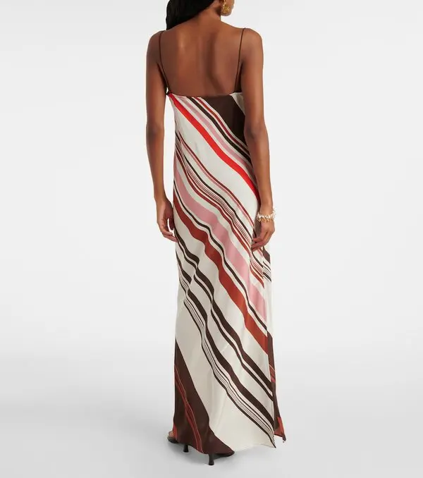 SIR. Thistle Striped Silk Satin Maxi Dress