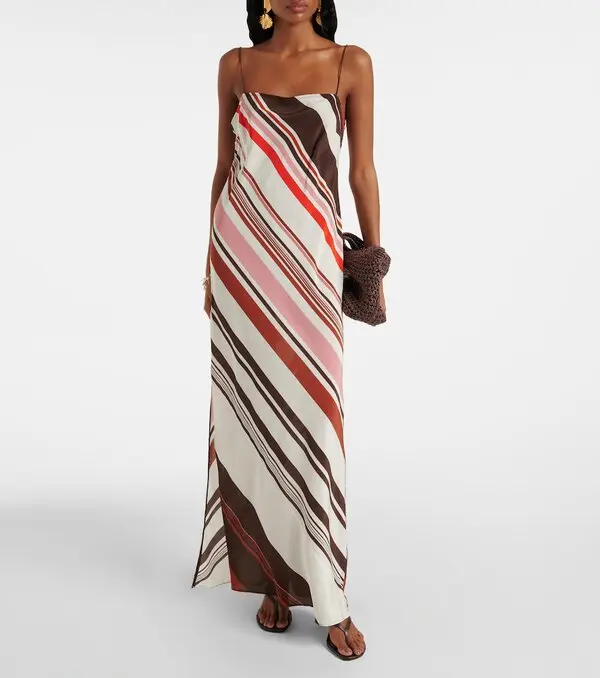 SIR. Thistle Striped Silk Satin Maxi Dress