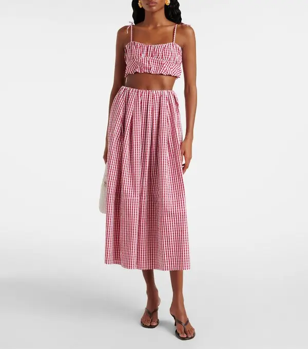 Faithfull The Brand Mira Gingham Cotton Poplin Crop Top