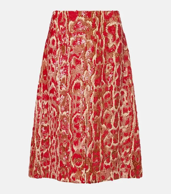 Dries Van Noten Shera Sequined Midi Skirt - Multicoloured