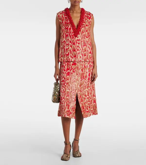 Dries Van Noten Shera Sequined Midi Skirt