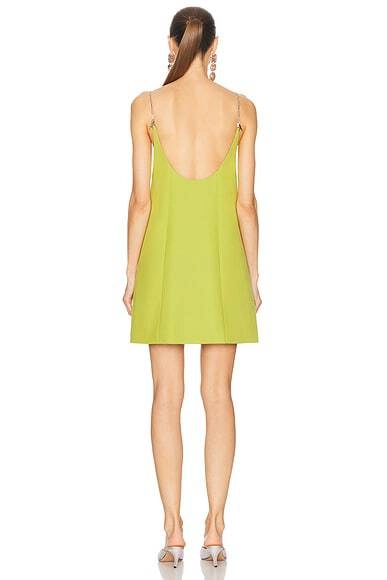 AREA Crystal Embellished Bow Mini Dress - Chartreuse