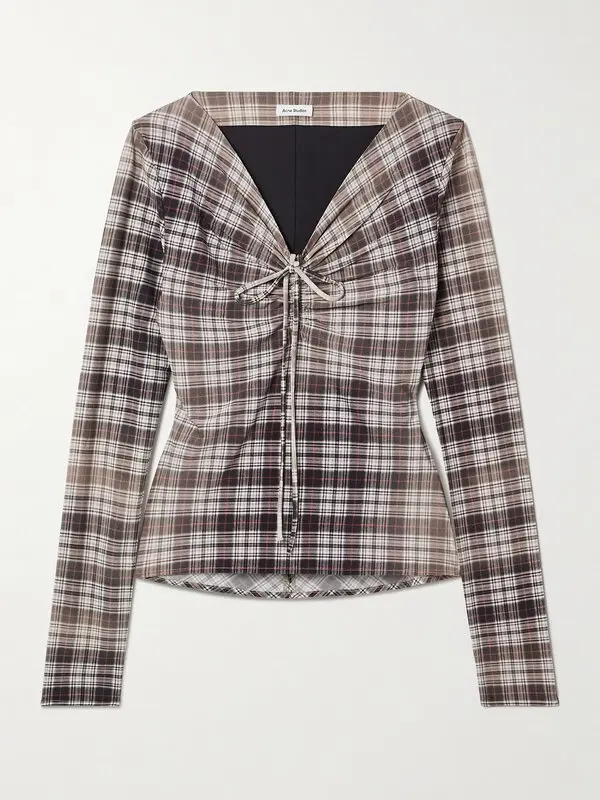 Acne Studios Checked Ruched Stretch-jersey Top
