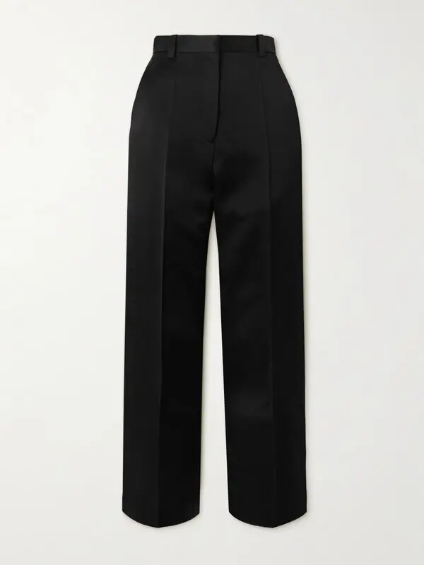 Loro Piana Duchesse Silk-satin Straight-leg Trousers - Black