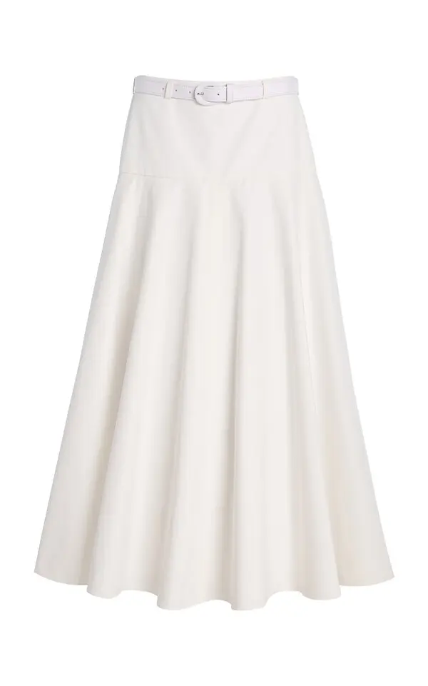 Brandon Maxwell Exclusive Riviera Belted Cotton Midi Skirt