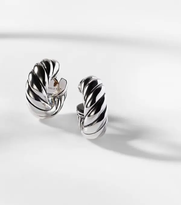 David Yurman Sculpted Cable Sterling Hoop Earrings