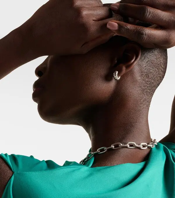 David Yurman Sculpted Cable Sterling Hoop Earrings