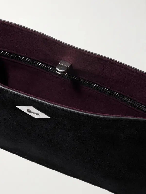 METIER Ease Suede Clutch With Detachable Strap - Black