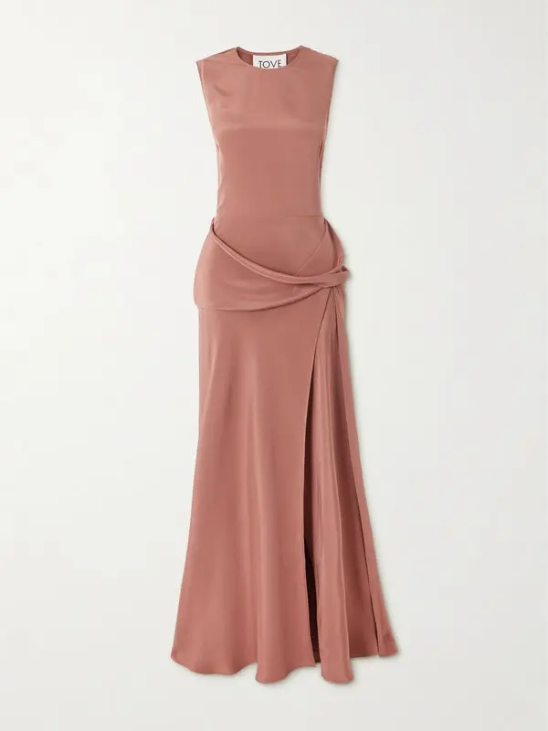 Tove Jadi Draped Satin Maxi Dress