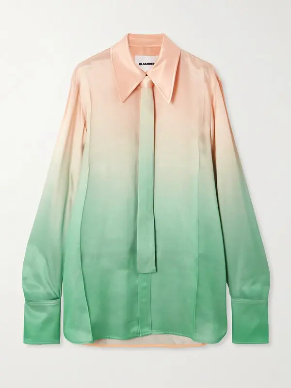 JIL SANDER Oversized Tie-detailed Dégradé Satin Shirt - Multi
